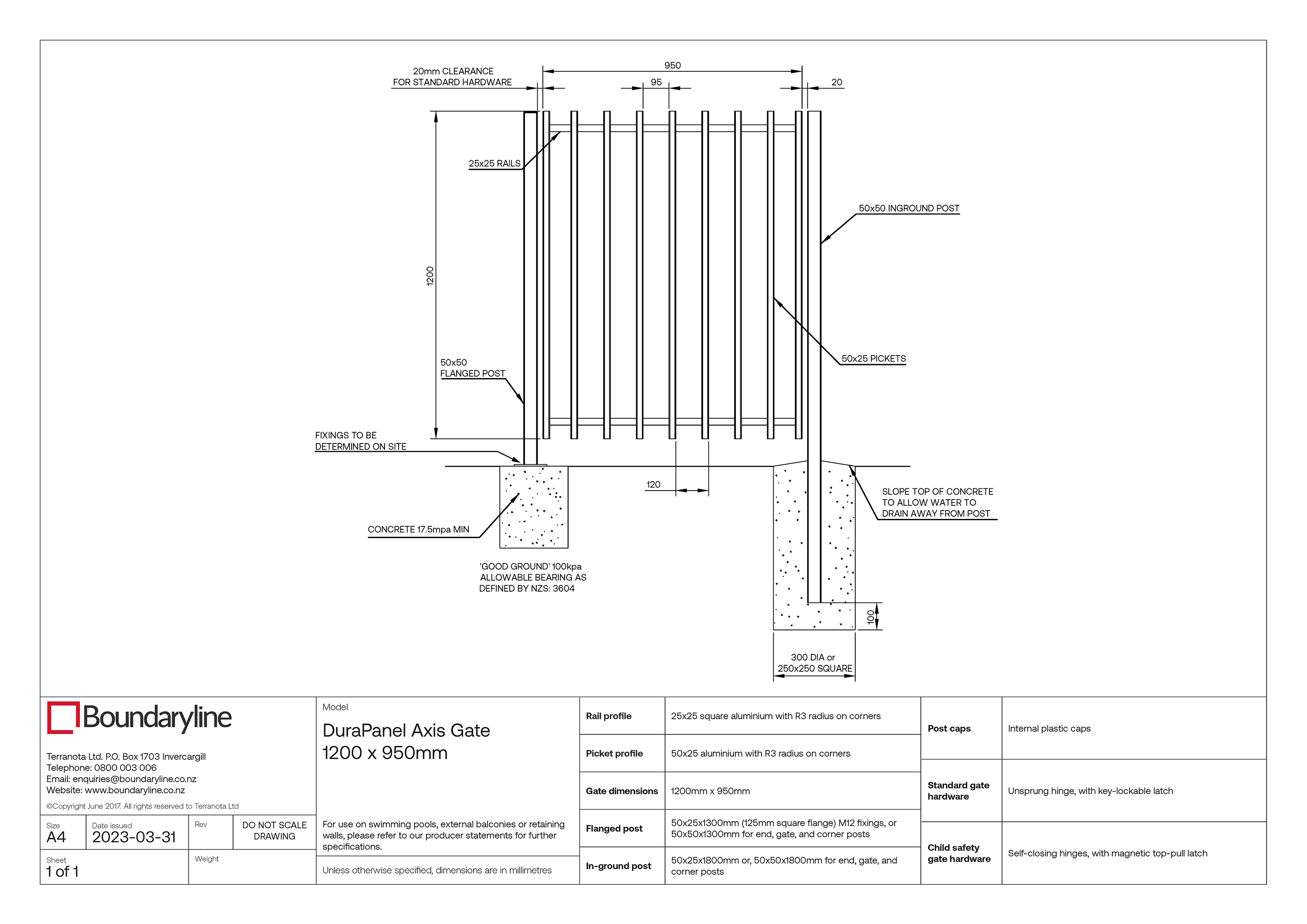 DXG1295 DuraPanel Axis Gate 1200mm View Download