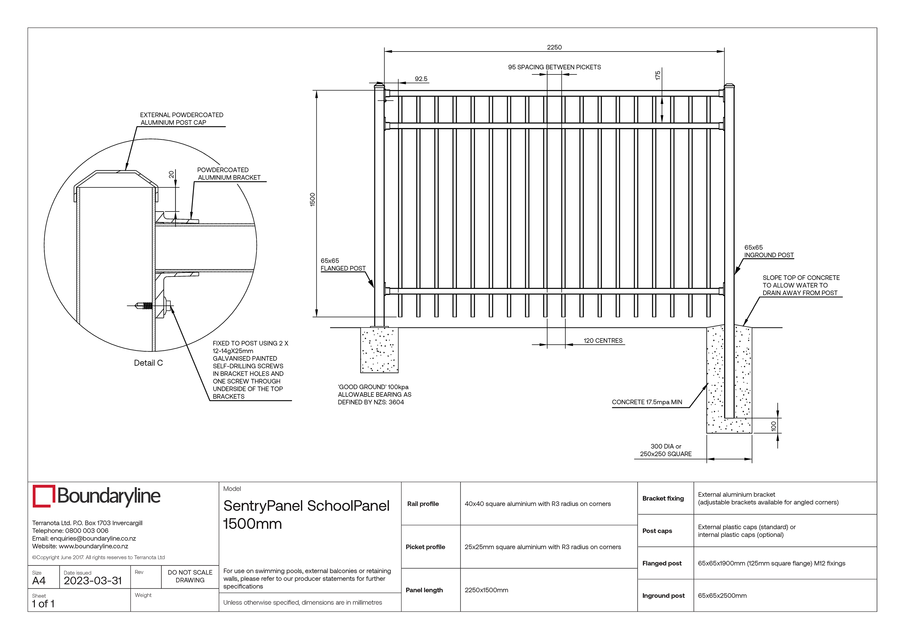 SAE1522 SentryPanel School-Panel 1500mm View Download